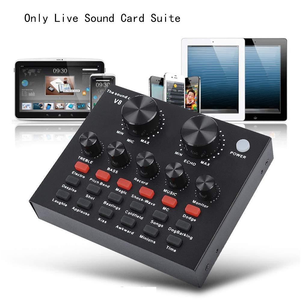กล่องเสียงเอฟเฟค เอฟเฟคไมค์ ซาวด์การ์ด singing live sound card v8 ...