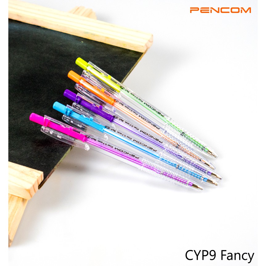 ปากกาหมึกน้ำมันสีน้ำเงิน หัวปากกา 0.5 mm. Pencom CYP9-BL ด้ามใสไส้ 2 สี ปากกาหมึกน้ำมันแบบกดน้ำ ...