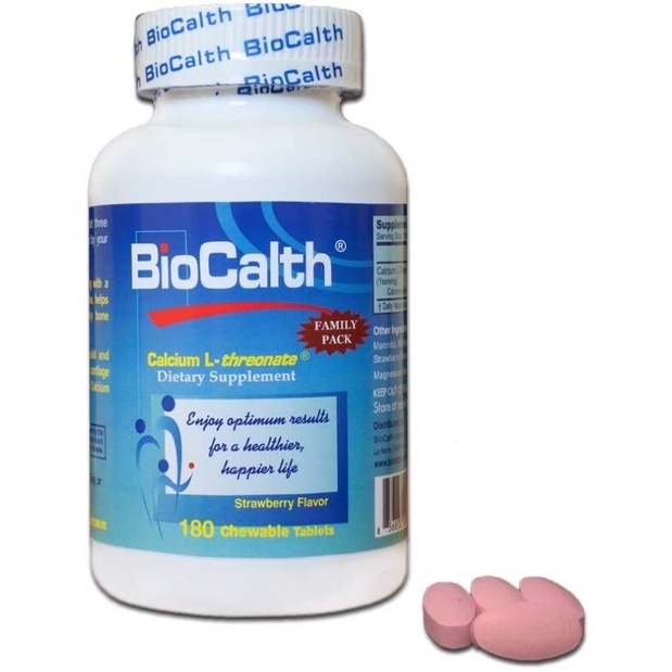 BioCalth® Chewable L-threonate Calcium 180 Tablets, Strawberry Flavor ...