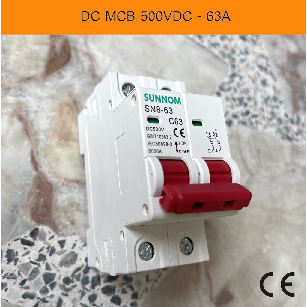 SUNNOM DC MCB Circuit Breaker 2P - 500VDC 63A for Solar Photovoltaic ...