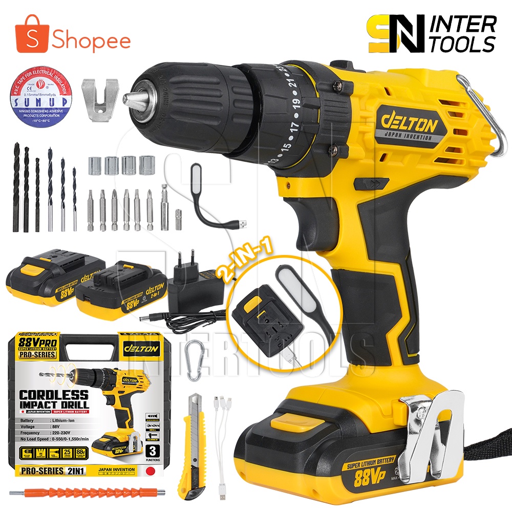 DELTON สว่านไร้สาย สว่านกระแทก สว่านแบต ไร้สาย 3 ระบบ 88V รุ่นใหม่ สว่าน 2 IN 1 รุ่น GSB-88V-LT ...