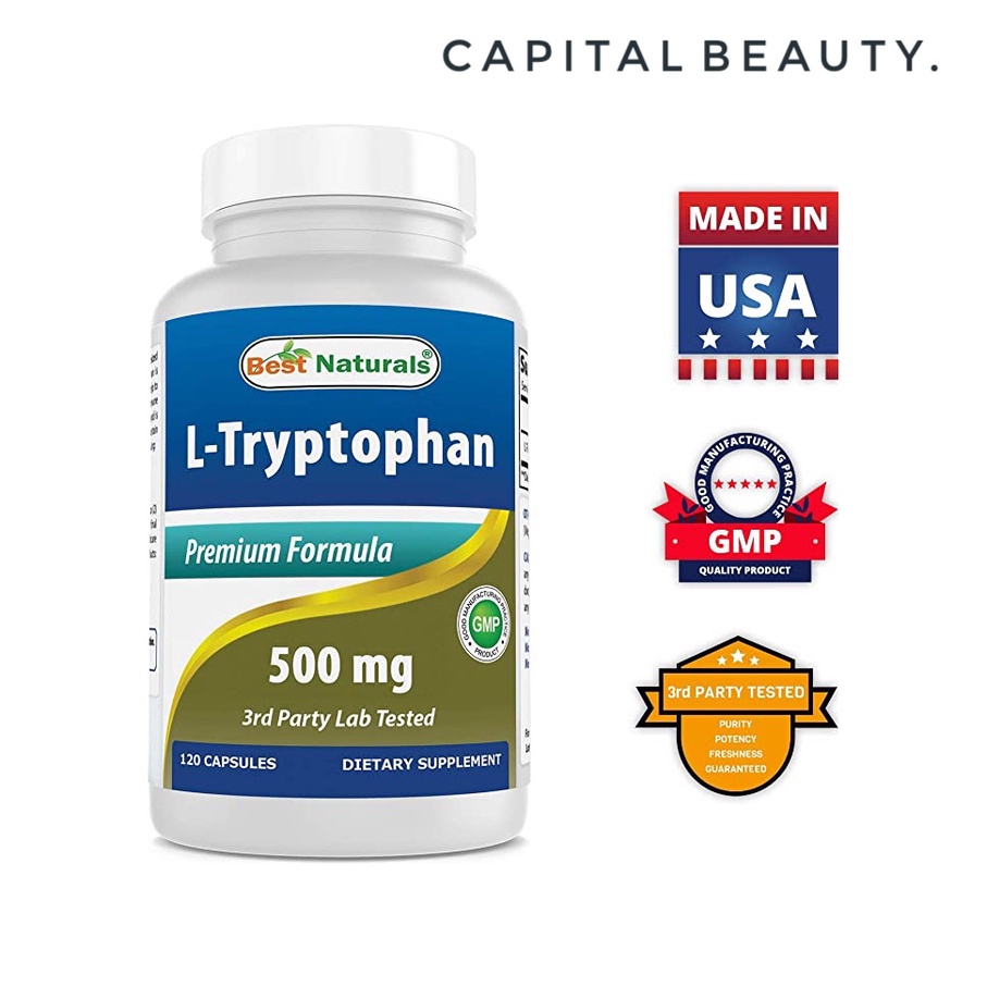 Best Naturals- L-Tryptophan 500mg 120 Capsules | Shopee Thailand