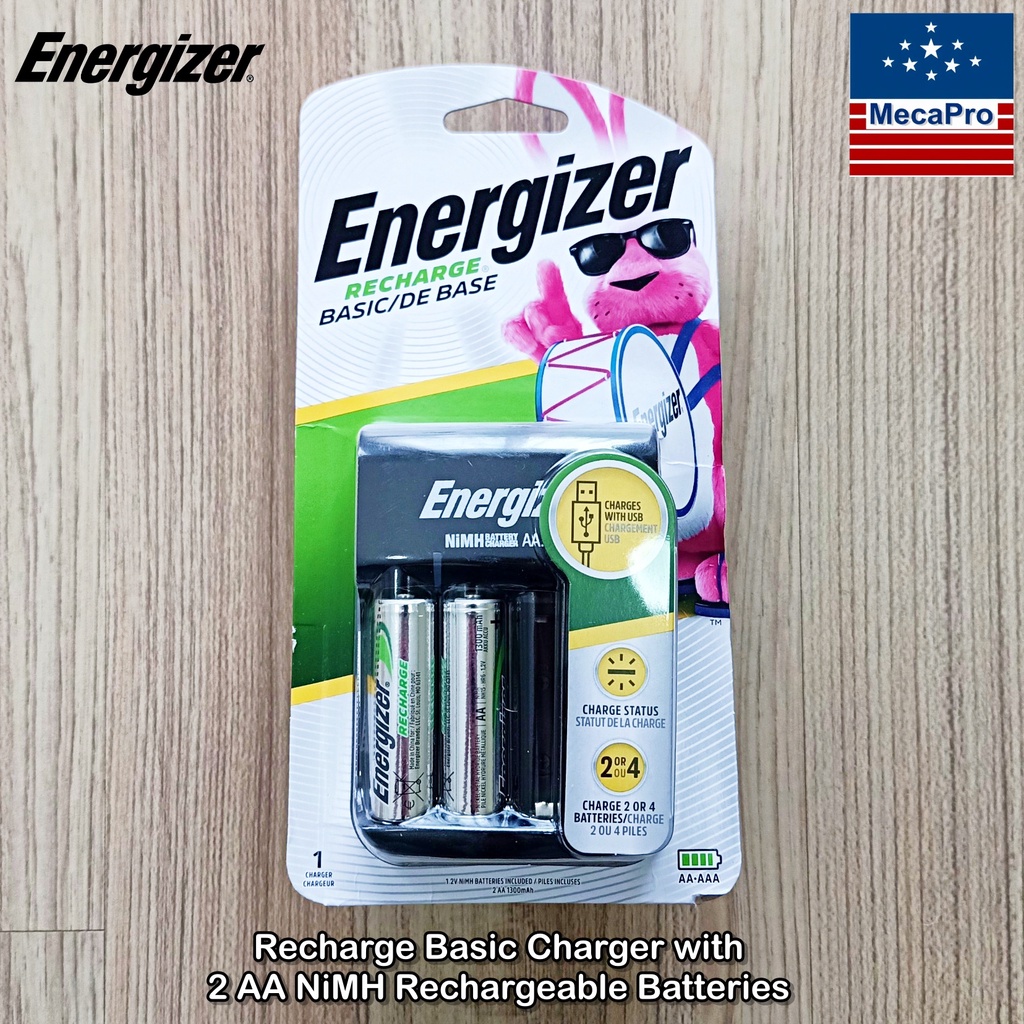Energizer® Recharge Basic Charger with 2 AA NiMH Rechargeable Batteries ...