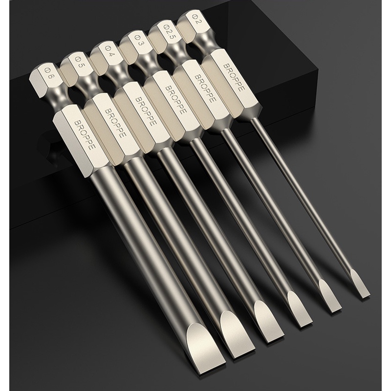 ไขควงแม่เหล็กหัวแบน Slotted Tip Bits 2.0 ~ 6.0 มม.S2 เหล็ก 1/4 "Hex ...