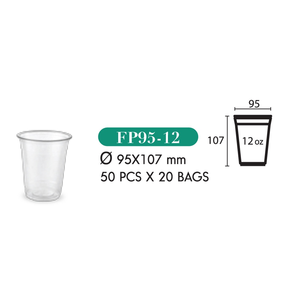 แก้วPET12oz.ปาก95mm.หนาพิเศษทรงสตาร์บัคยี่ห้อFPC/50pcs./แพค/รหัสFP95-12 ...