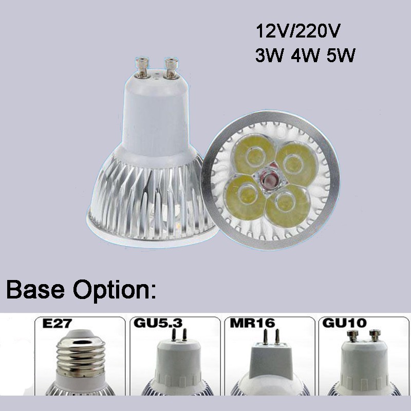 หลอดไฟสปอตไลท์ LED อลูมิเนียม E27 E14 MR16 GU5.3 GU10 AC 220V AC DC 12V 3W 4W 5W ความสว่างสูง ...