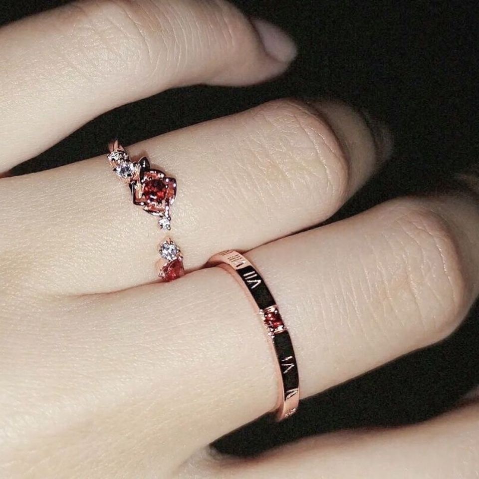 Li Zeyan ธีมวันเกิดแหวน Rose Gold Time แหวนสองมิติรักสไตล์เดียวกัน ...