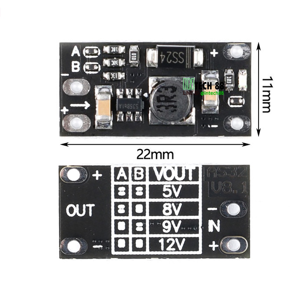 Mini Boost เพิ่มแรงดัน DC-DC Step Up 2.5-5V Output เลือกได้ 5V/8V/9V ...