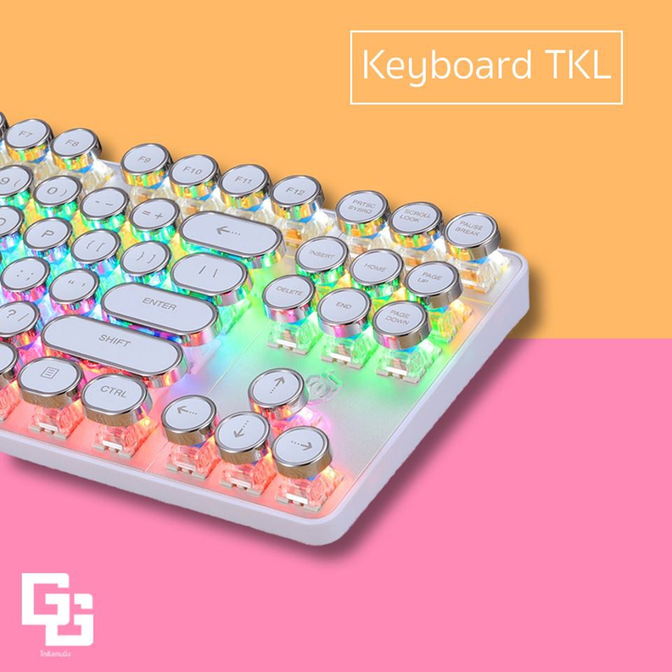 Delog Keyboard Vintage Mechanical RGB คีย์บอร์ดรูปทรงพิมพ์ดีด ปุ่มกลม ...