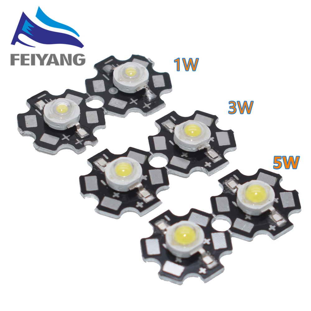 ลูกปัดสเปกตรัม LED พลังงานสูง 1W 3W 5W สีขาวล้วน พร้อมฮีตซิงก์ PCB ...