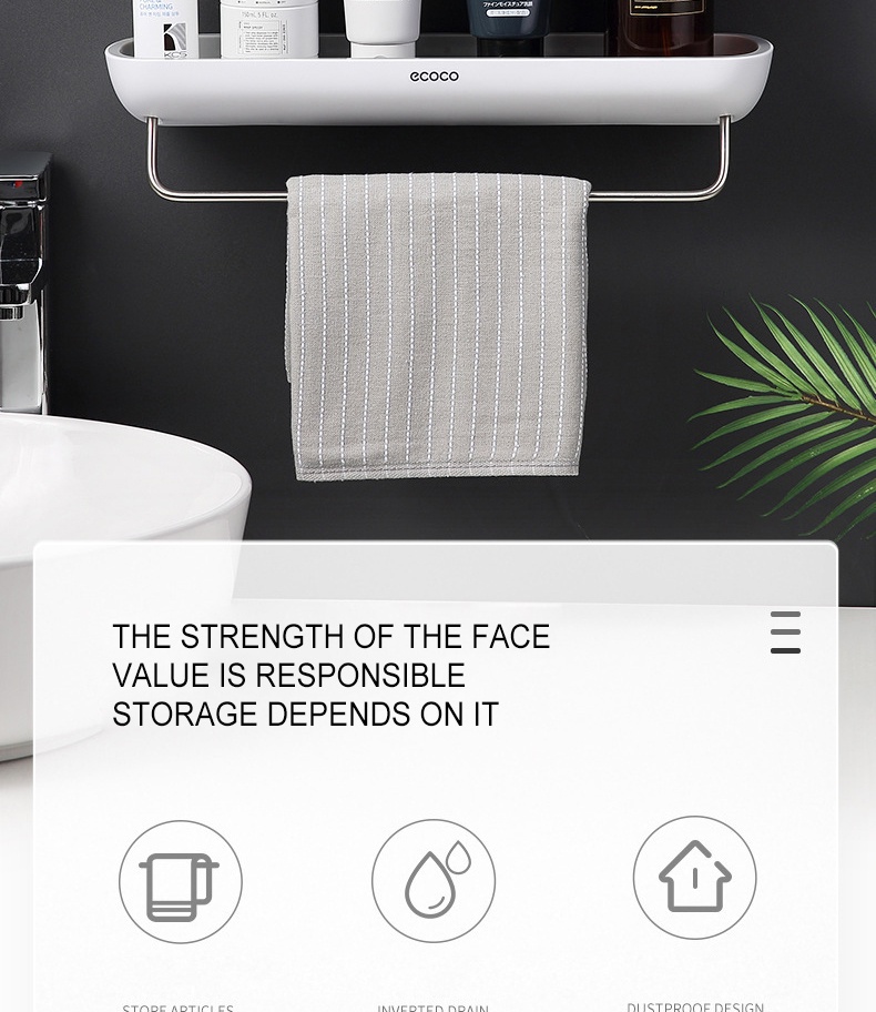 Ecoco ชั้นวางของแบบติดผนังสําหรับวางแชมพูห้องน้ําห้องครัว | Shopee Thailand