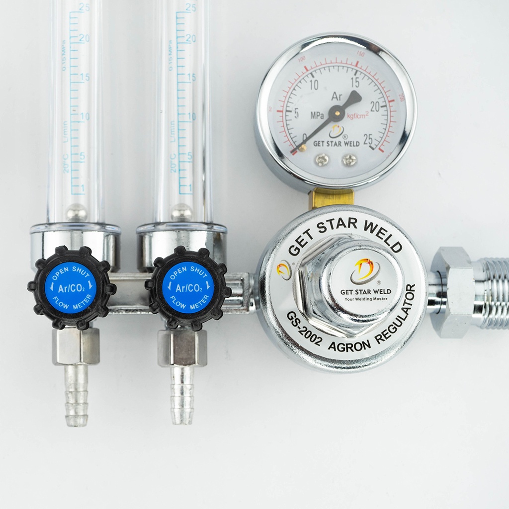 GSW เกจ์ อาร์กอน GS-2002 PLUS โฟลมิเตอร์แบบคู่ Argon Regulator Double Flowmeter แบบ หัวคู่ ...