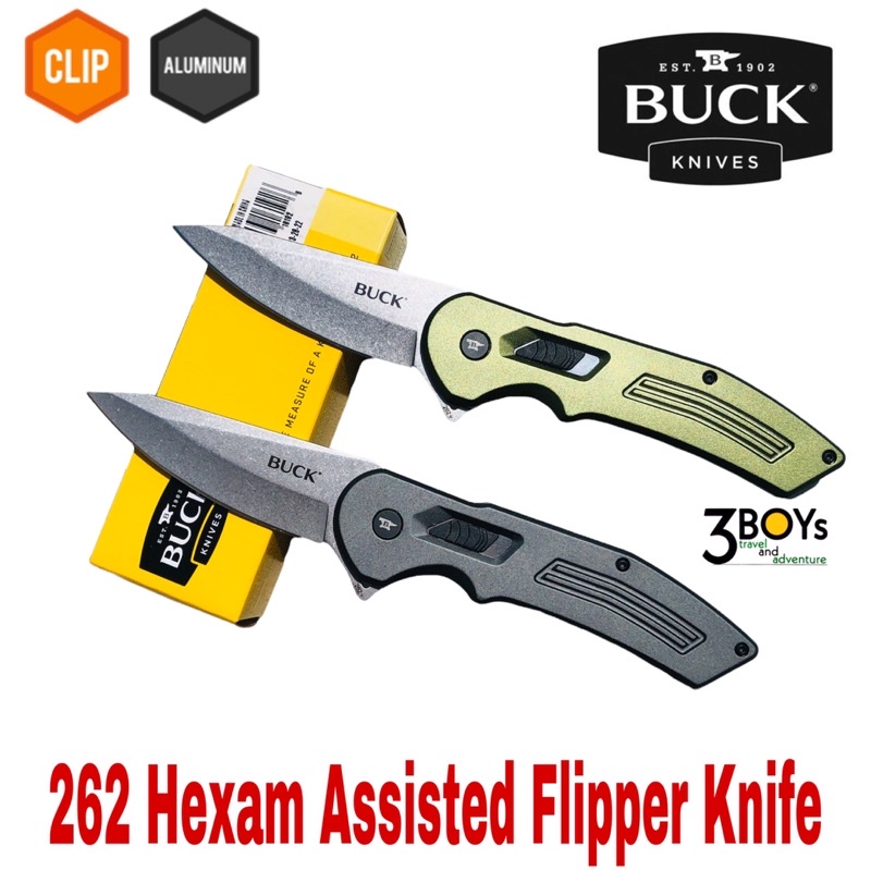 Buck 262 Hexam Assisted Flipper มีด 3.33"ใบมีด Satin Drop Point, ด้าม ...