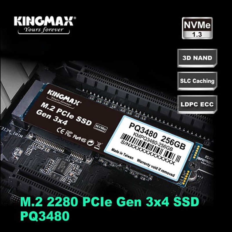 KINGMAX 256GB SSD รุ่น PQ3480 M.2 2280 PCIe NVMe SSD Gen3x4 (2,250/1 ...