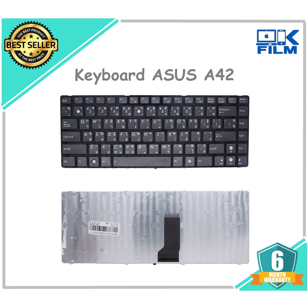 KEYBOARD ASUS คีย์บอร์ด ASUS A42F A42J A42S K42J K43S K43E UL30 U30 ปุ่มห่าง (ไทย-อังกฤษ สีดำ ...