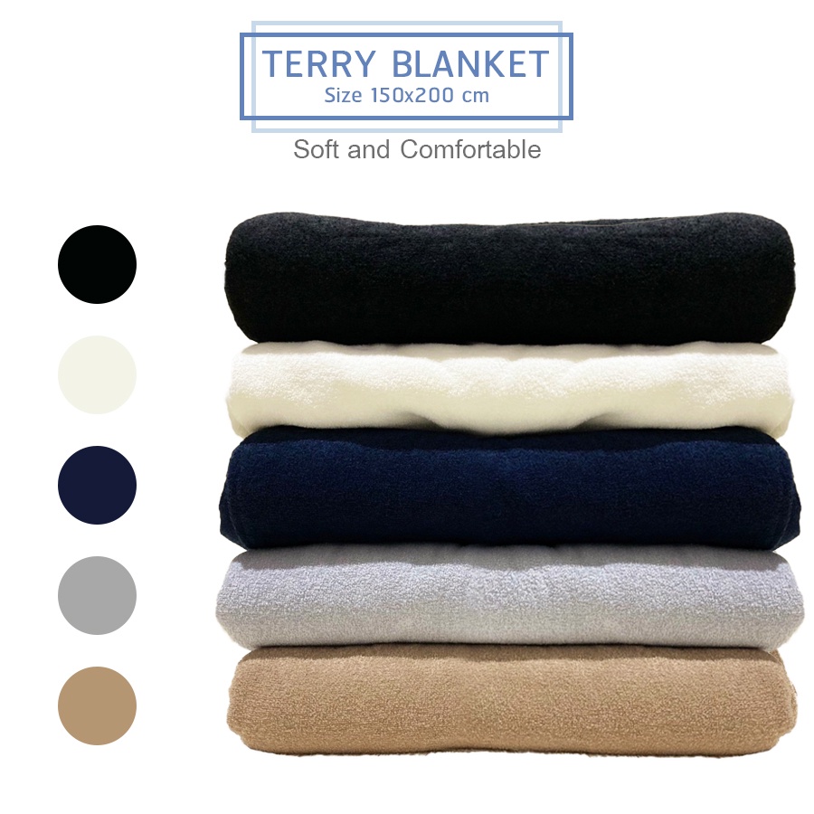 Terry Blanket ผ้าห่มขนหนู ขนาดใหญ่150x200cm 5ฟุต ผ้าห่มสีพื้น ผ้านุ่ม ...