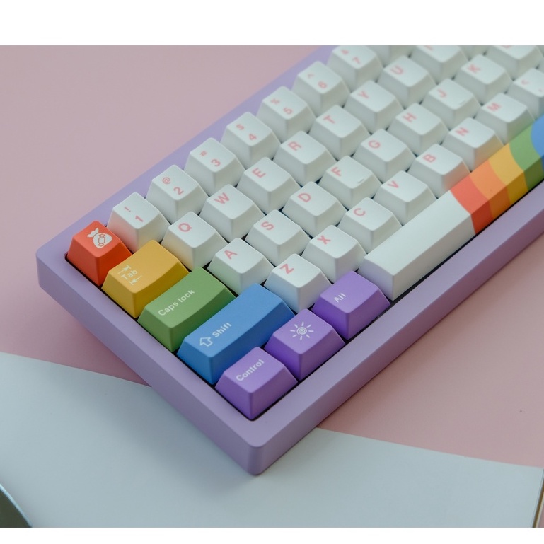 GMK Rainbow Keycap, 134 คีย์ PBT Keycaps Cherry Profile DYE-SUB ส่วน ...