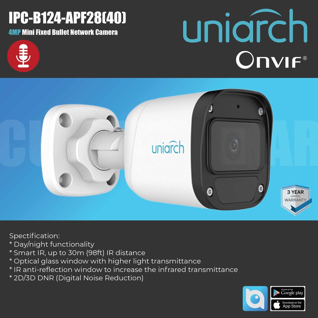 สินค้าใหม่ Uniarch IPC-B124-APF28(40) 4MP Mini Fixed Bullet Network ...