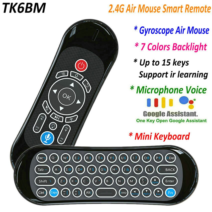 Tk6bm Rechargable Gyro Air Mouse คีย์บอร์ด 7 สี backlight google ...