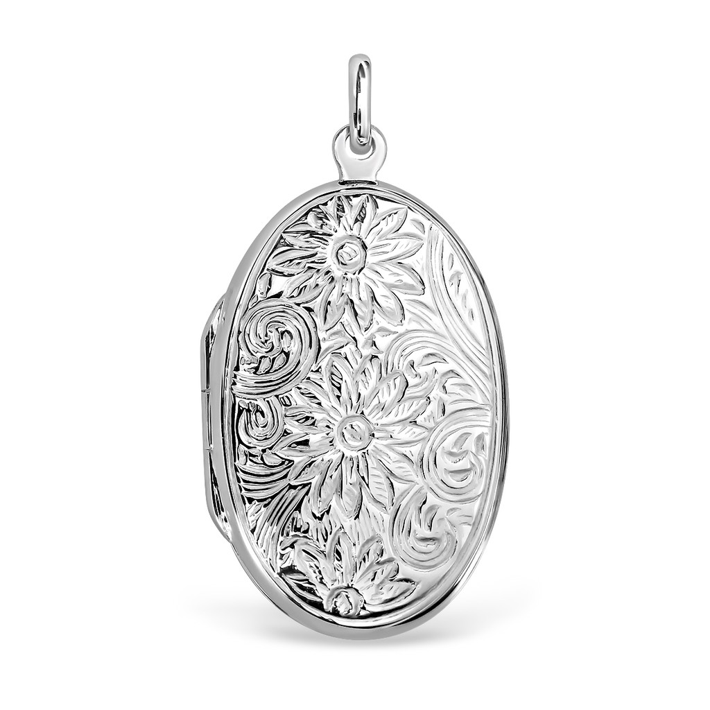 MachuSilver จี้เงินแท้ Locket 925 Sterling Silver ล็อกเก็ตทรงรี ลาย ...