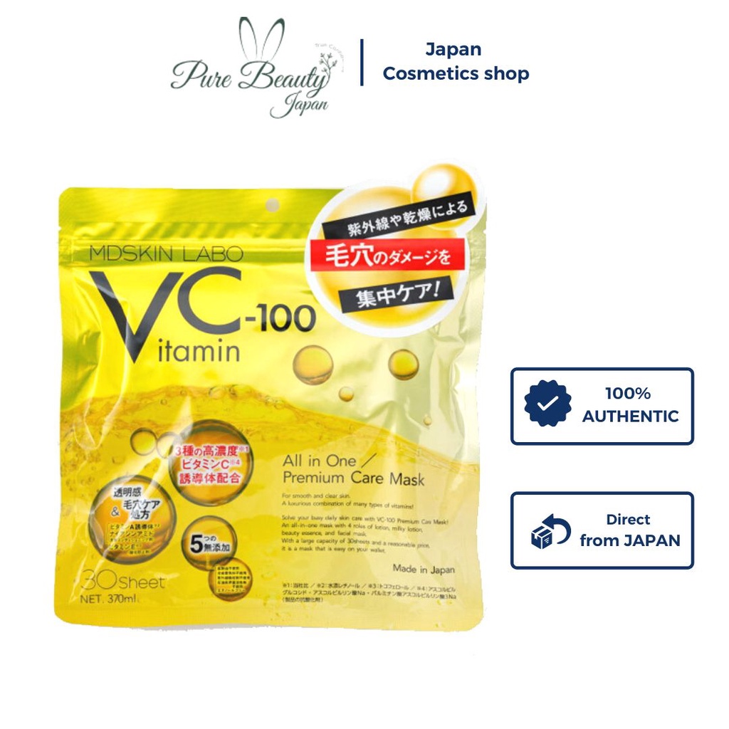 MD Skin Labo VC-100 Multi Vitamin C Premium Facial Care Face Mask Packs aging, pore, vitamin A ...