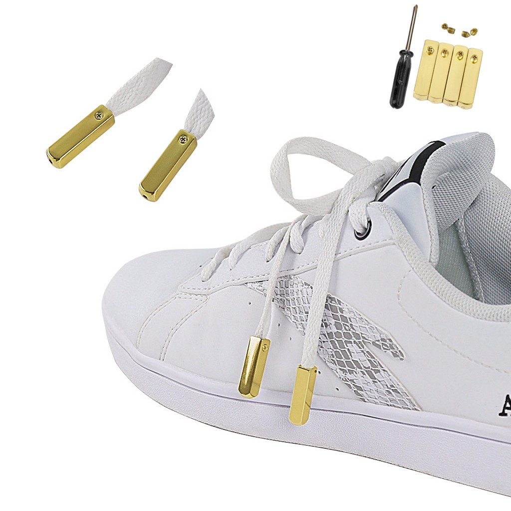 Gamzine 4 ชิ้น โลหะ Aglets DIY เชือกผูกรองเท้า ซ่อมรองเท้า ลูกไม้ ปลาย ...