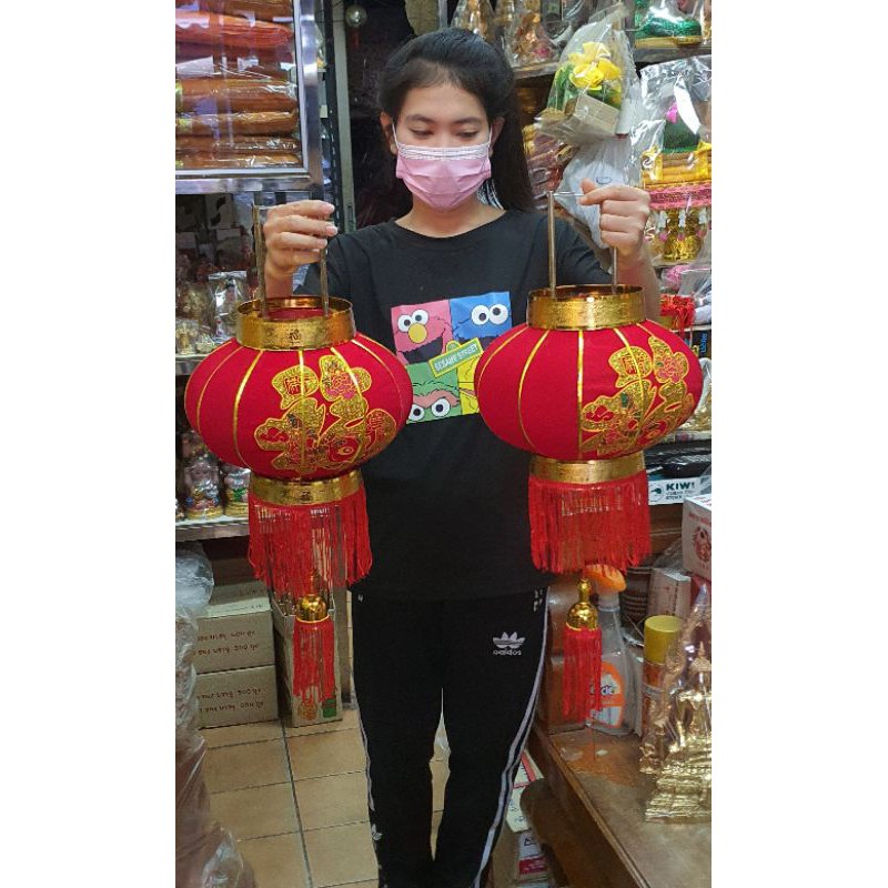 โคมแดง โคมผ้ากำมะหยี่สีแดง(กว้าง 40ซม.)×(จำนวน 2ใบ) โคมแดงมงคล ตรุษจีน ...