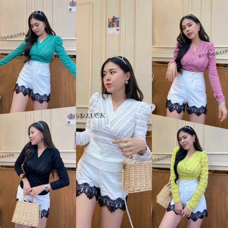 🌈MesubShop🌈 เสื้อลูกไม้แขนยาว งานลูกไม้ลายทักทอ🧲💕 ไฮโซสุดๆ รุ่น จักรยาน B-016-3-B | Shopee Thailand