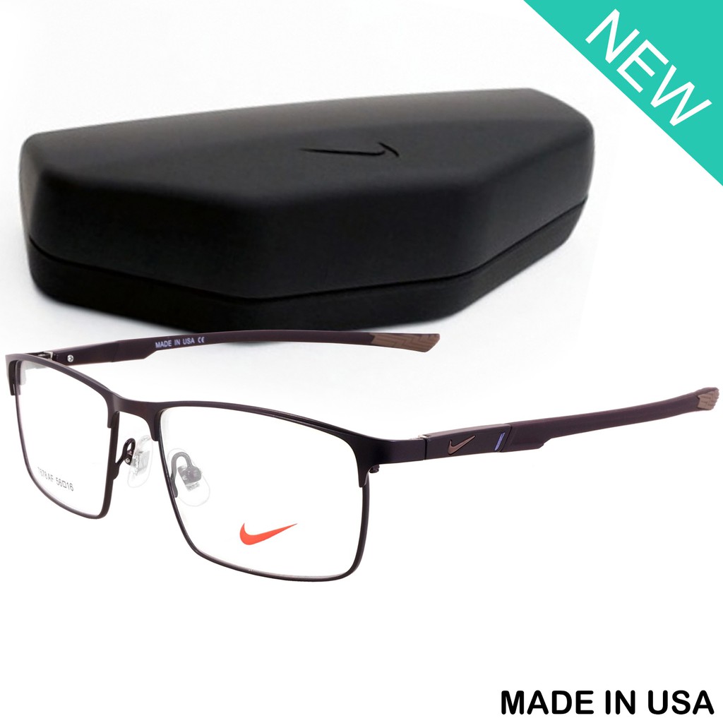 Nike แว่นตา รุ่น 7678 C-4 สีน้ำตาล กรอบเต็ม ขาสปริง วัสดุ สแตนเลส สตีล ...