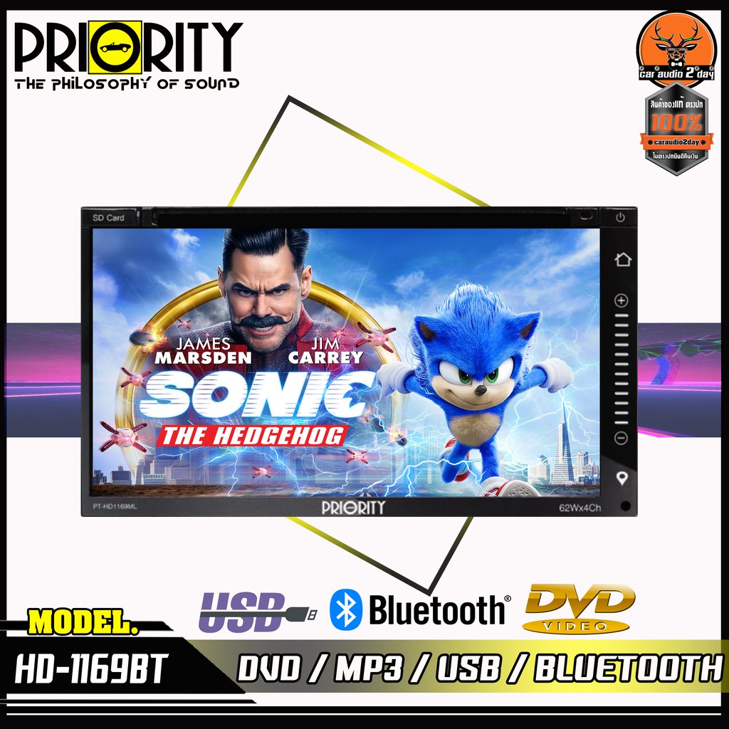 PRIORITY PT-HD-1169BT เครื่องเสียงรถยนต์ จอ 2DIN มีบลูทูธ วิทยุติดรถยนต์ ต่อกล้องถอยได้หน้าจอ 6. ...