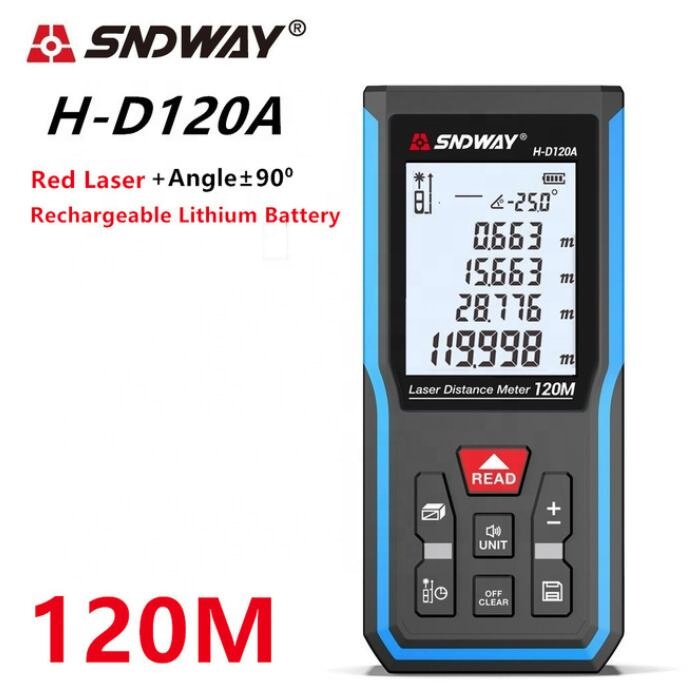 Sndway เทปวัดระยะทางดิจิทัล เลเซอร์ 50 ม. 70 ม. 120 ม. H-D510A H-D710A ...