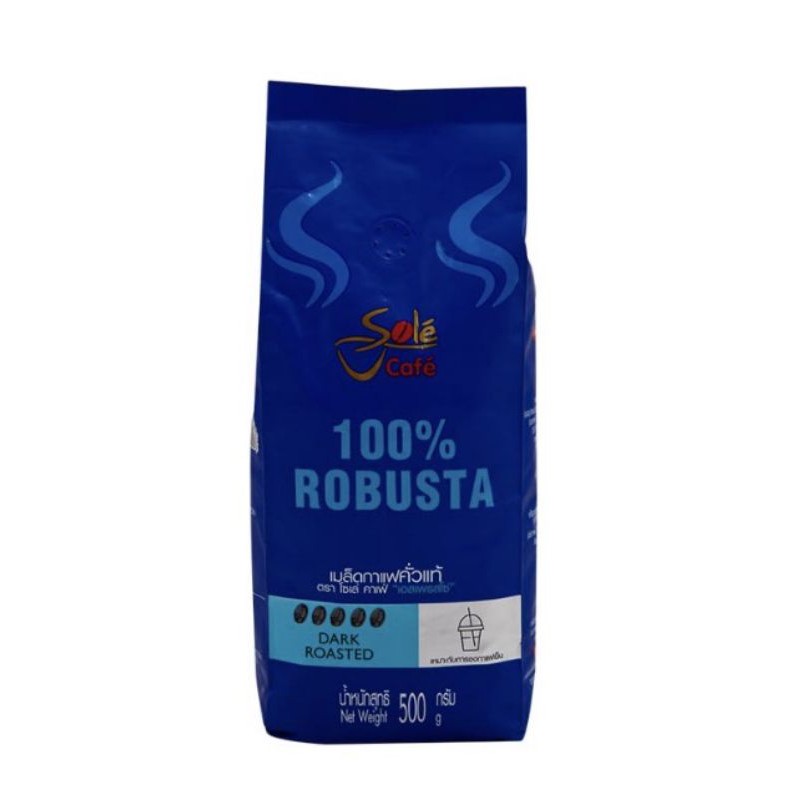 Sole Cafe โซเล่ เมล็ดกาแฟคั่วแท้ เอสเพรสโซ่ Robusta 100% Dark Roasted 500 g | Shopee Thailand
