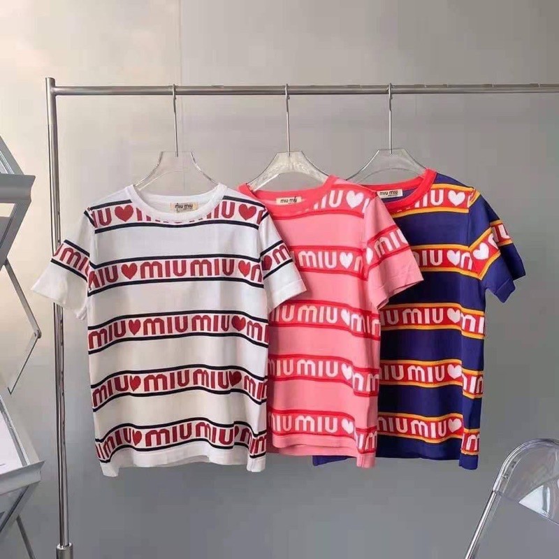 MiuMiuเสื้อยืดmiumiu t-shirt | Shopee Thailand