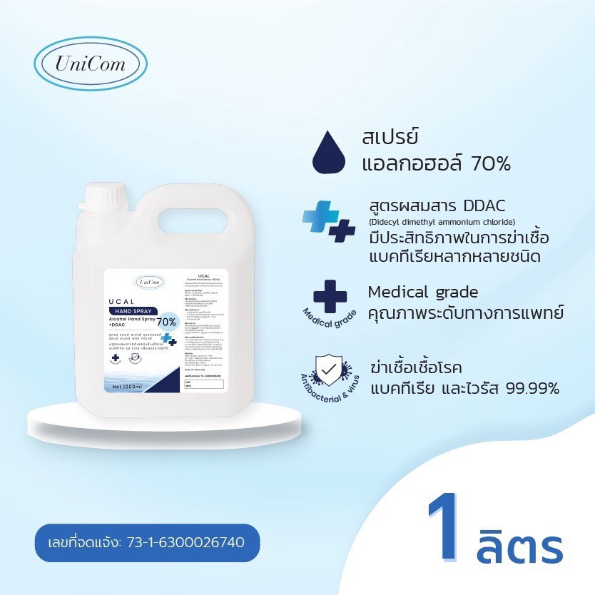 1000 ml UC alcohol spray 70% + DDAC แอลกอฮอล์ สเปรย์ 70% + DDAC ขนาด ...