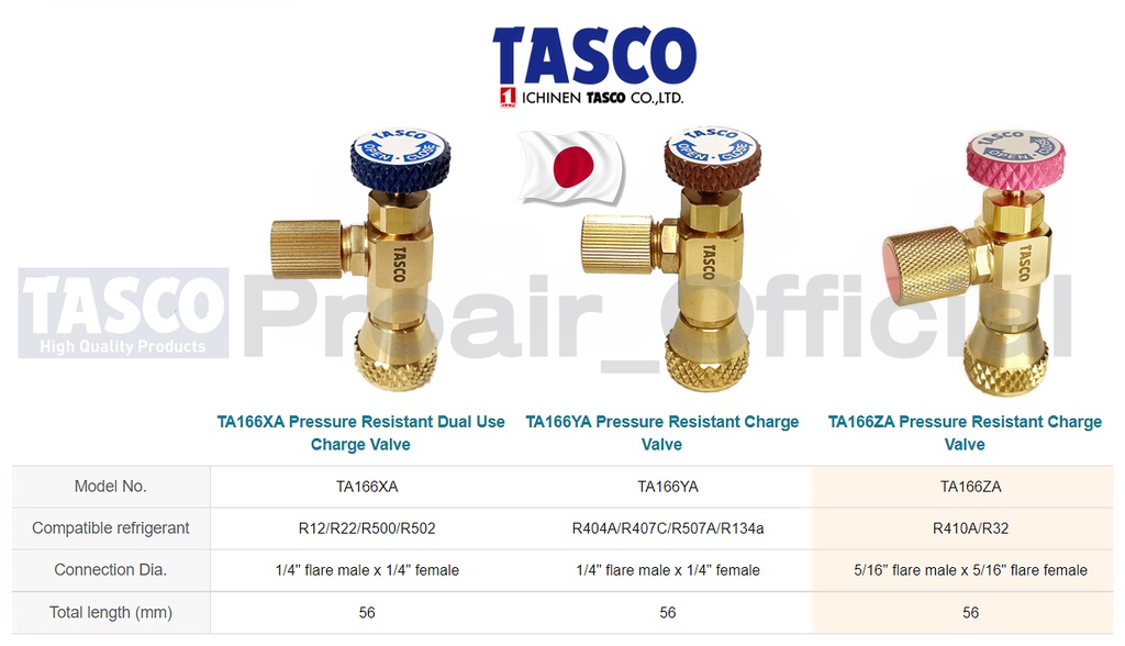 TASCO ™ Japan Control valve TA166ZA เซฟตี้วาล์ว R32,R410A Charging ...
