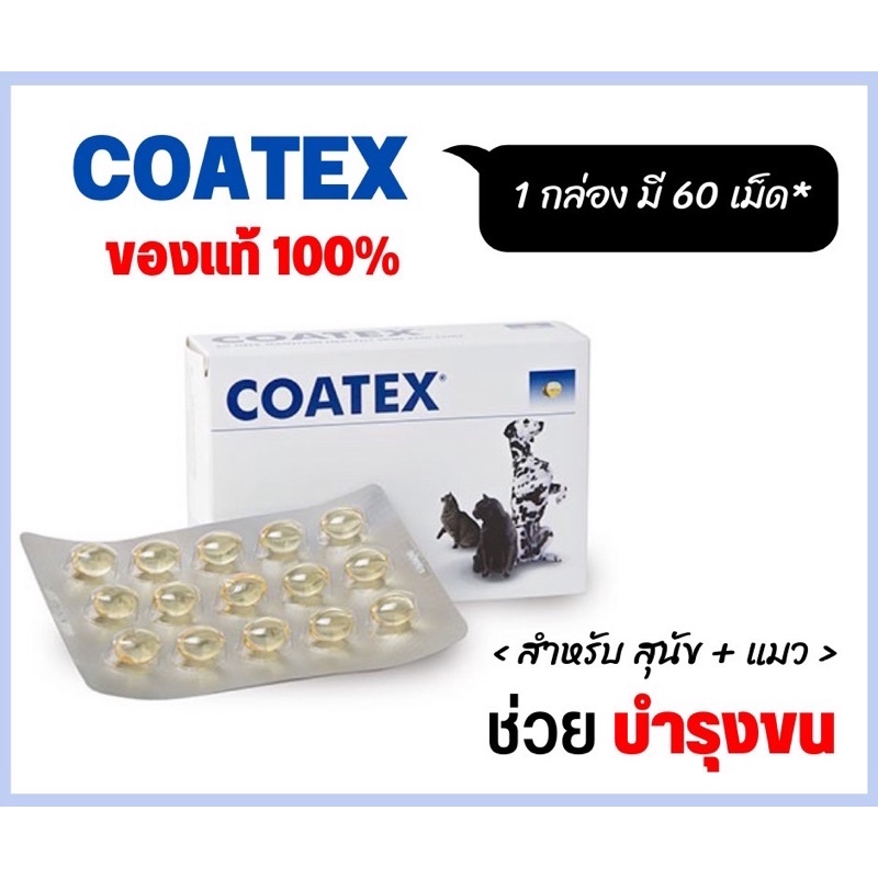 ของแท้ ราคาถูก (60 เม็ด)วิตามิน coatex บำรุงขน ผิวหนังสุนัขและแมว ...