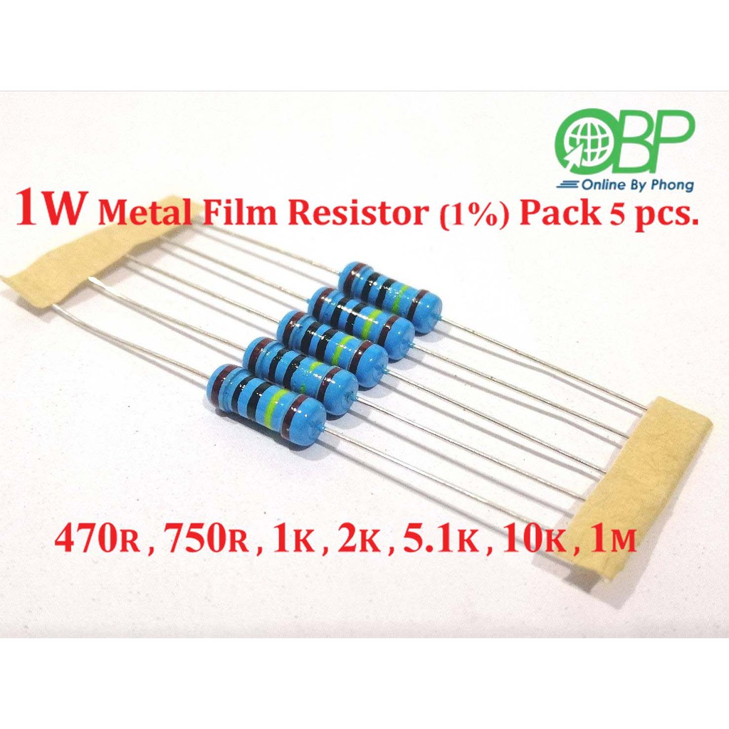 1W Metal Film Resistor (1%) Pack 5 pcs. | Shopee Thailand