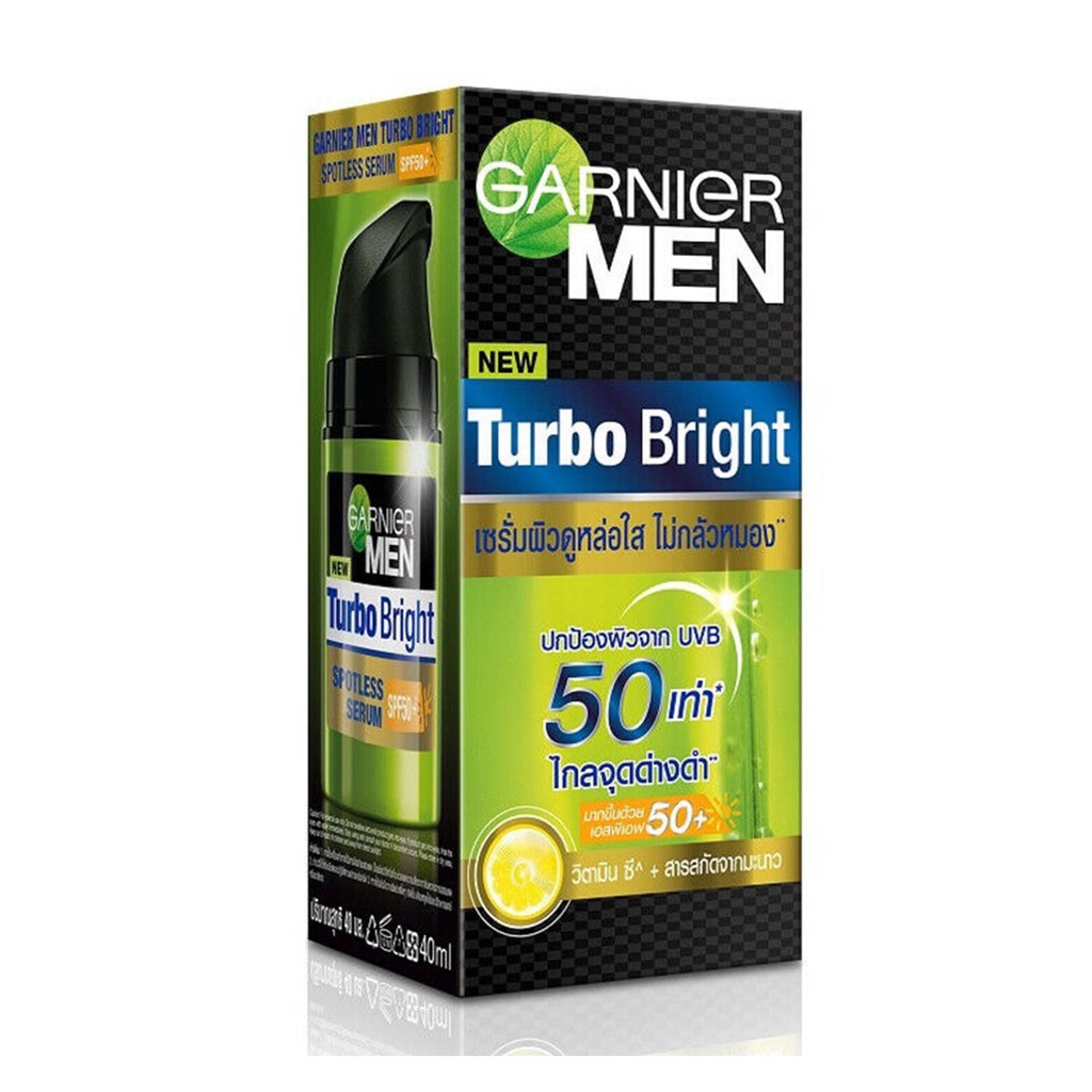 GARNIER MEN Turbo Bright Spotless SERUM 40ml. การ์นิเย่ เมน เทอร์โบไลท์ ไบร์ทเทนนิ่ง เซรั่ม ...
