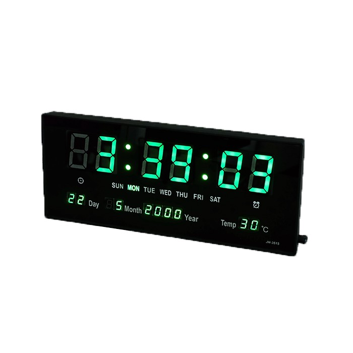 นาฬิกาดิจิตอล Green LED Calendar Wall Clock JH3615 | Shopee Thailand