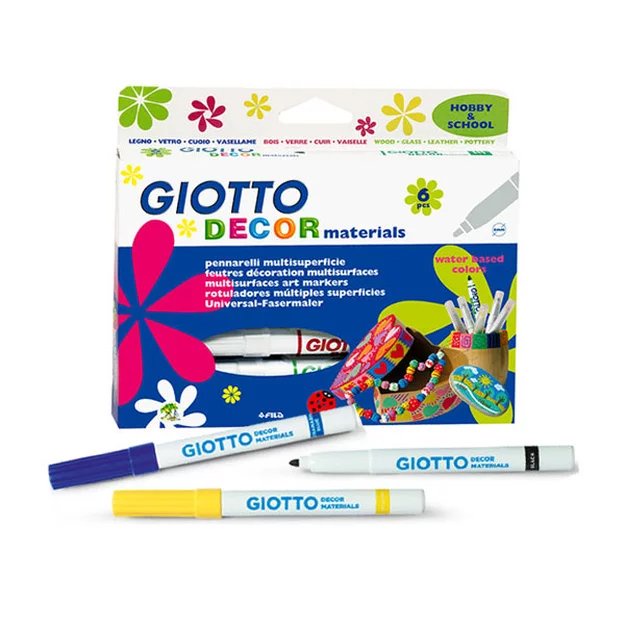 Giotto Be-Be- ปากกาเมจิกตกแต่งวัสดุ 6 สี | Shopee Thailand