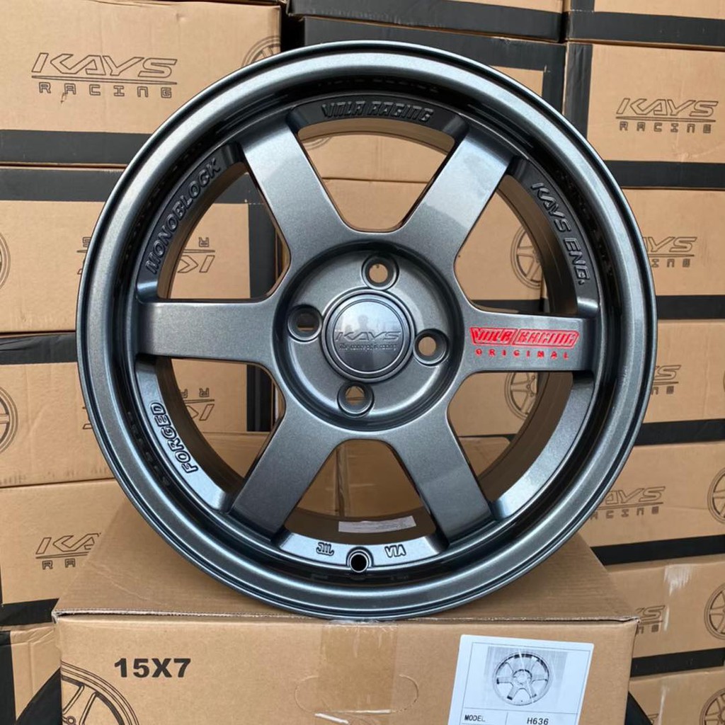 ล้อ TE37 หยอดแดง 15x7.0 4x100 ET35 ทั้งหมด 4 สี สีน้ำตาล สีเทากัน สีขาว สีดำ งานKAYS 4วง ...
