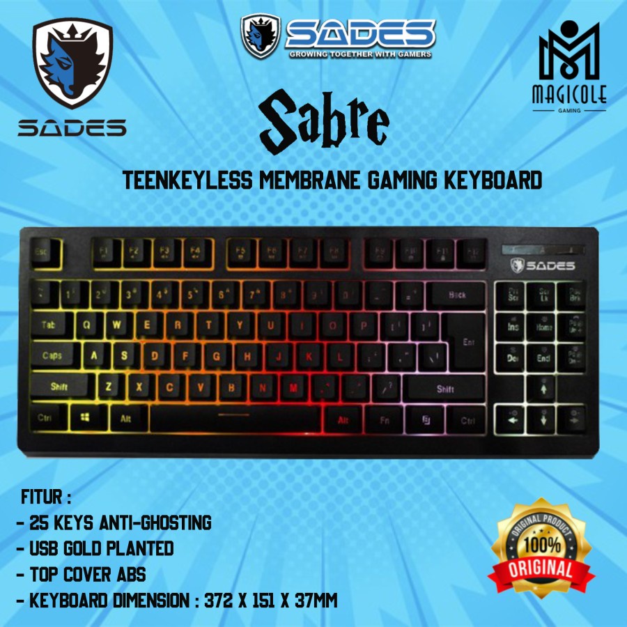 คีย์บอร์ดเกม Sades Saber TKL RGB | Shopee Thailand