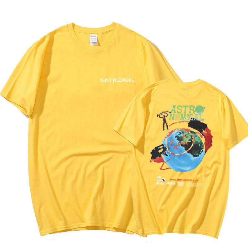 ราคาเสื้อยืดแขนสั้นพิมพ์ลายTravis Scott Fort Night Cotton T Shirt Mens ...