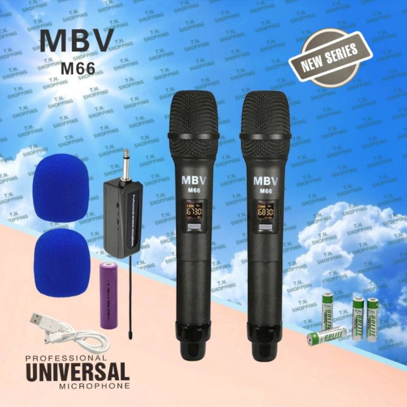 MBV ไมโครโฟน ไมค์ลอย แบบพกพา รุ่น M66 , M6 ชุดรับ-ส่งไมโครโฟนไร้สาย Wireless | Shopee Thailand