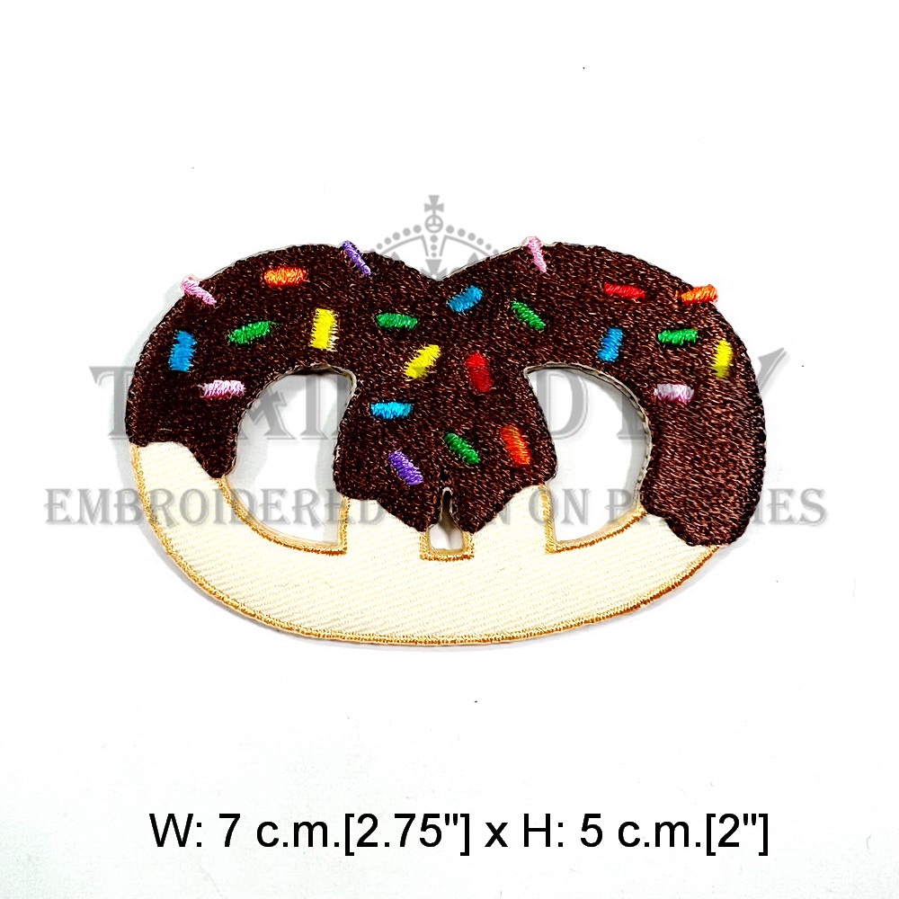ตัวรีดติดเสื้อ งานปัก ลาย ขนมปัง เพรทเซล การ์ตูน ขนม Pretzel Bread Food Patch WOP DIY ตัวรีด ...
