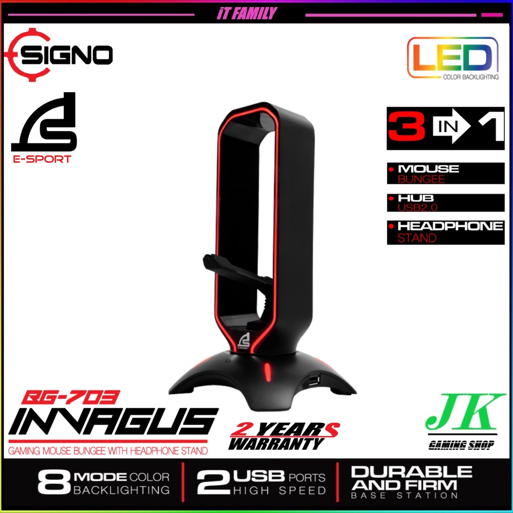 SIGNO E-Sport BG-703 INVAGUS Gaming Mouse Bungee with Headphone Stand ...