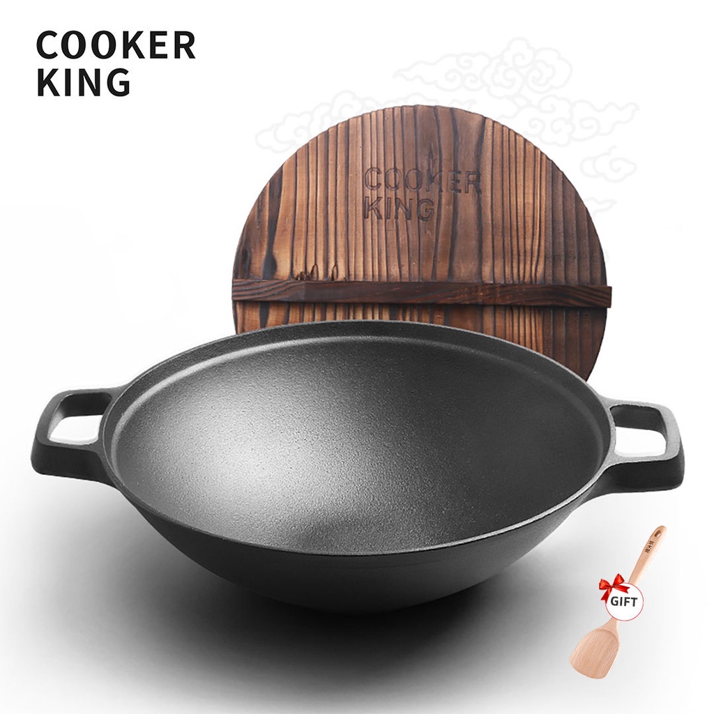 ข้อเสนอพิเศษ COOKER KING Traditional Cast Iron Wok Cast Iron Cookware ...