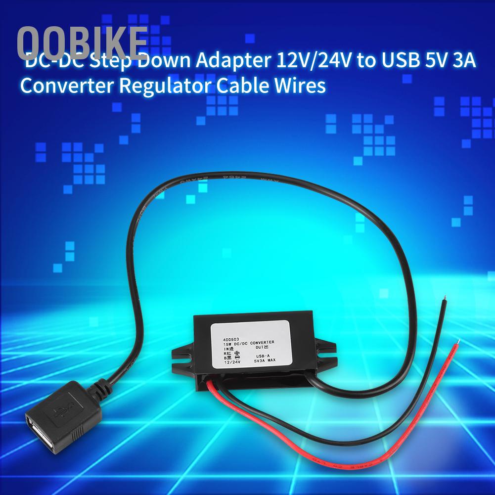 1pc DC-DC Step Down Adapter 12V/24V to USB 5V 3A Converter Regulator ...