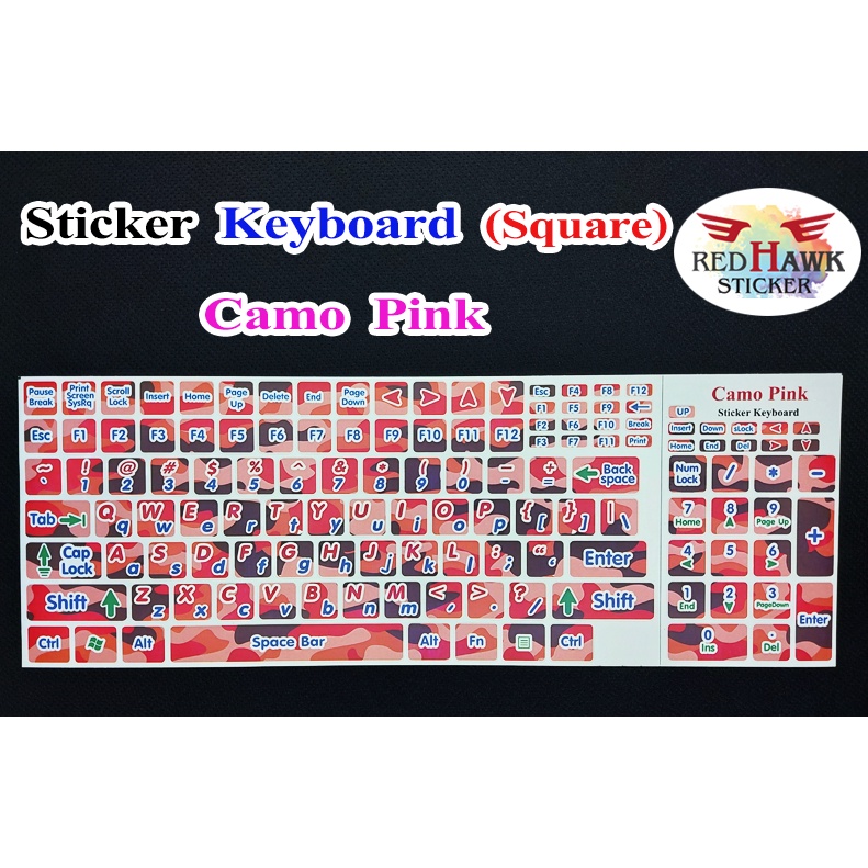 Camo pink keyboard stickers (English only square) | Shopee Thailand