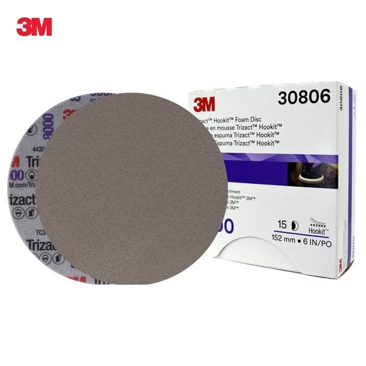 3M PN 30806 TRIZACT 8000 3เอ็ม กระดาษทรายไตรแซ็ท 6 นิ้ว เบอร์ 8000 หลังสักหลาด บรรจุ 15 แผ่น ...